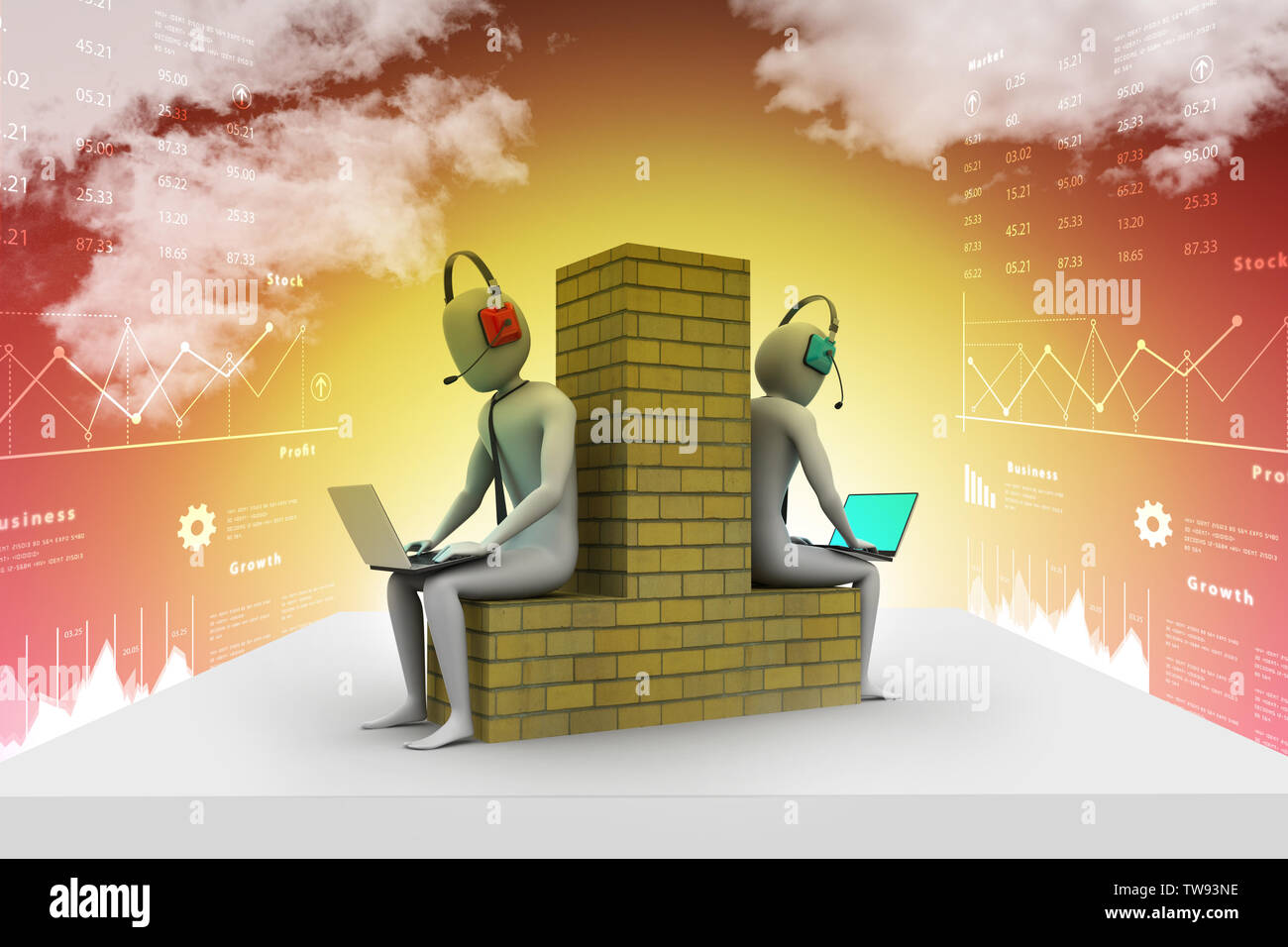 3d people working in laptop Stock Photo - Alamy