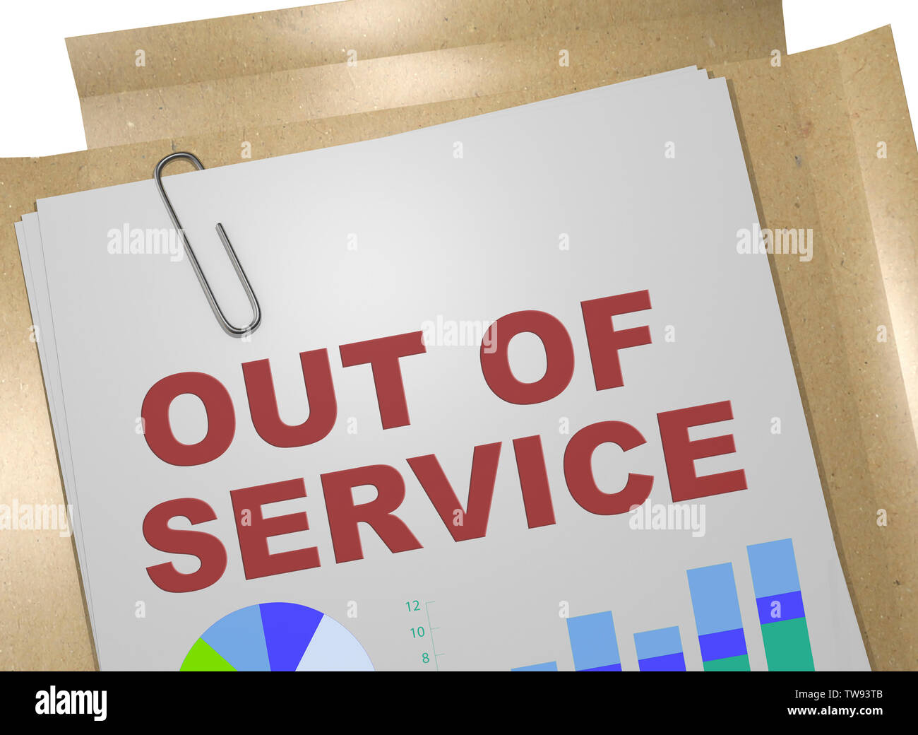 3D illustration of OUT OF SERVICE title on business document Stock ...