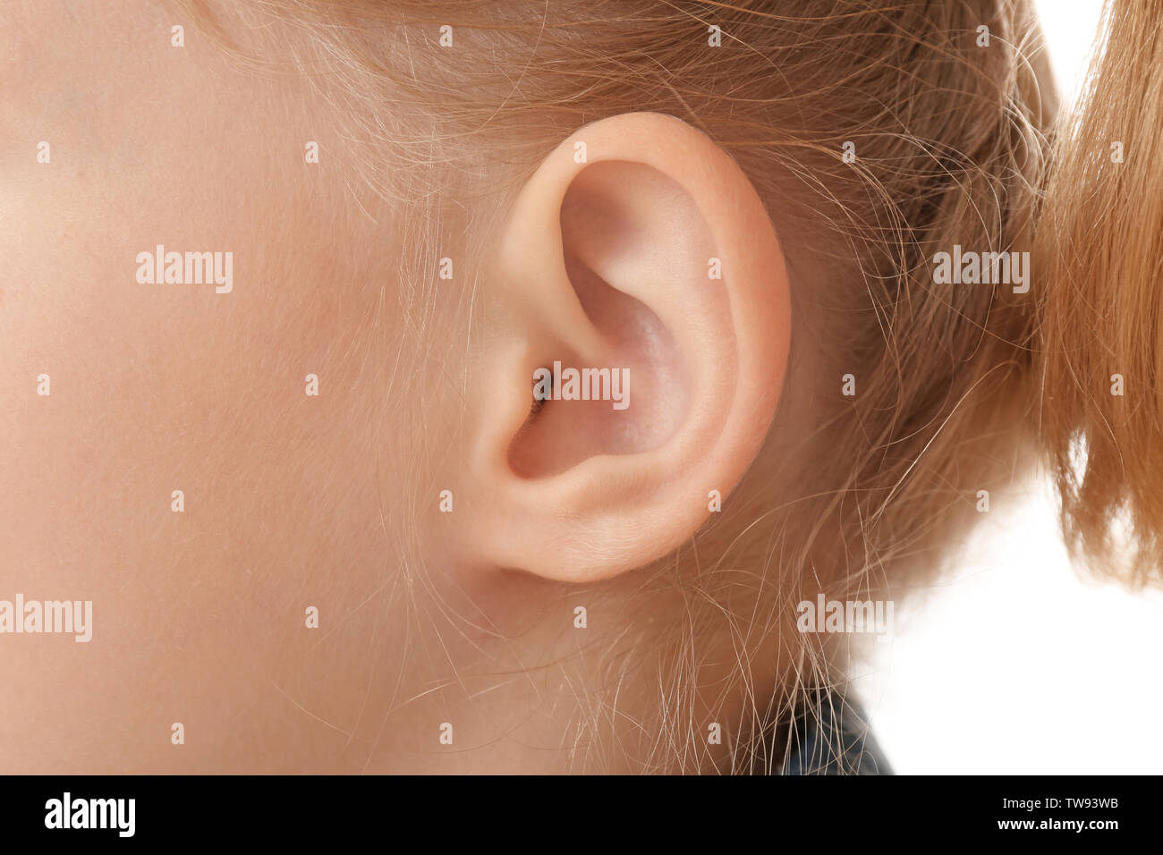 Little girl, closeup of ear. Hearing problem Stock Photo - Alamy