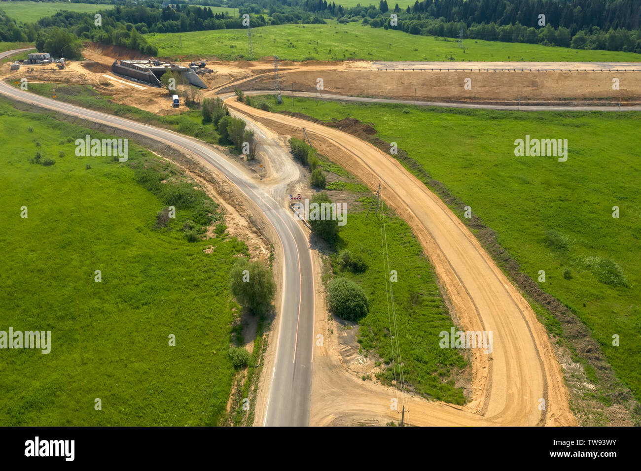Aerial view new asphalt paving hi-res stock photography and images - Alamy