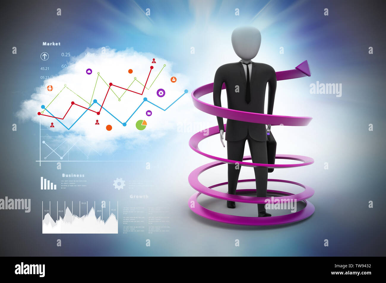 3d man business success concept Stock Photo - Alamy