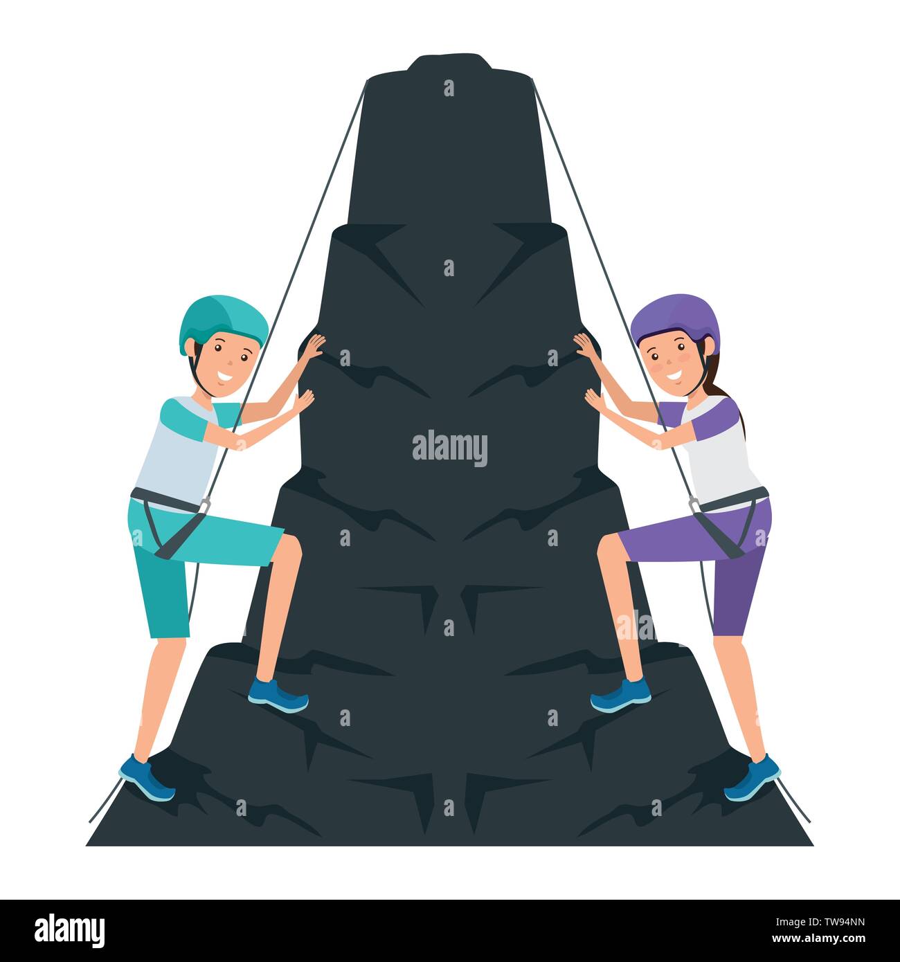 young couple climbing with ropes characters Stock Vector Image & Art ...