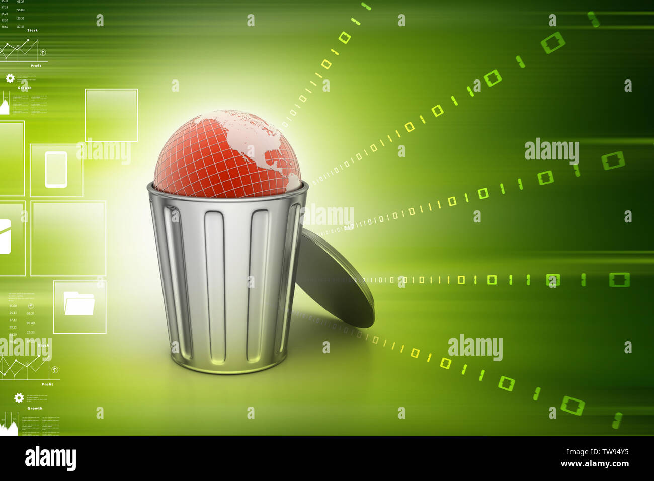 Globe in trash bin Stock Photo - Alamy