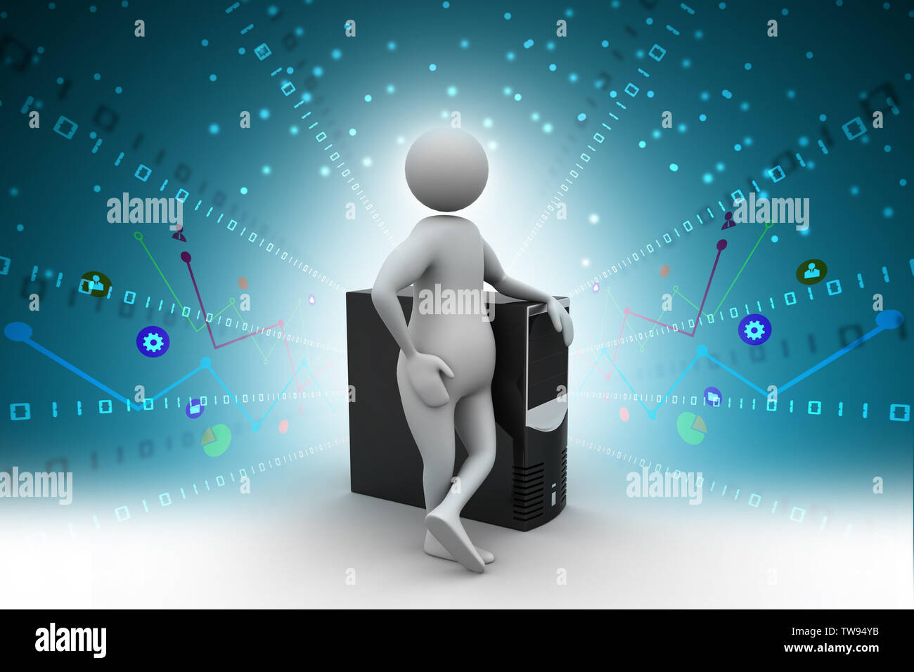 3d man standing near the data centre Stock Photo - Alamy