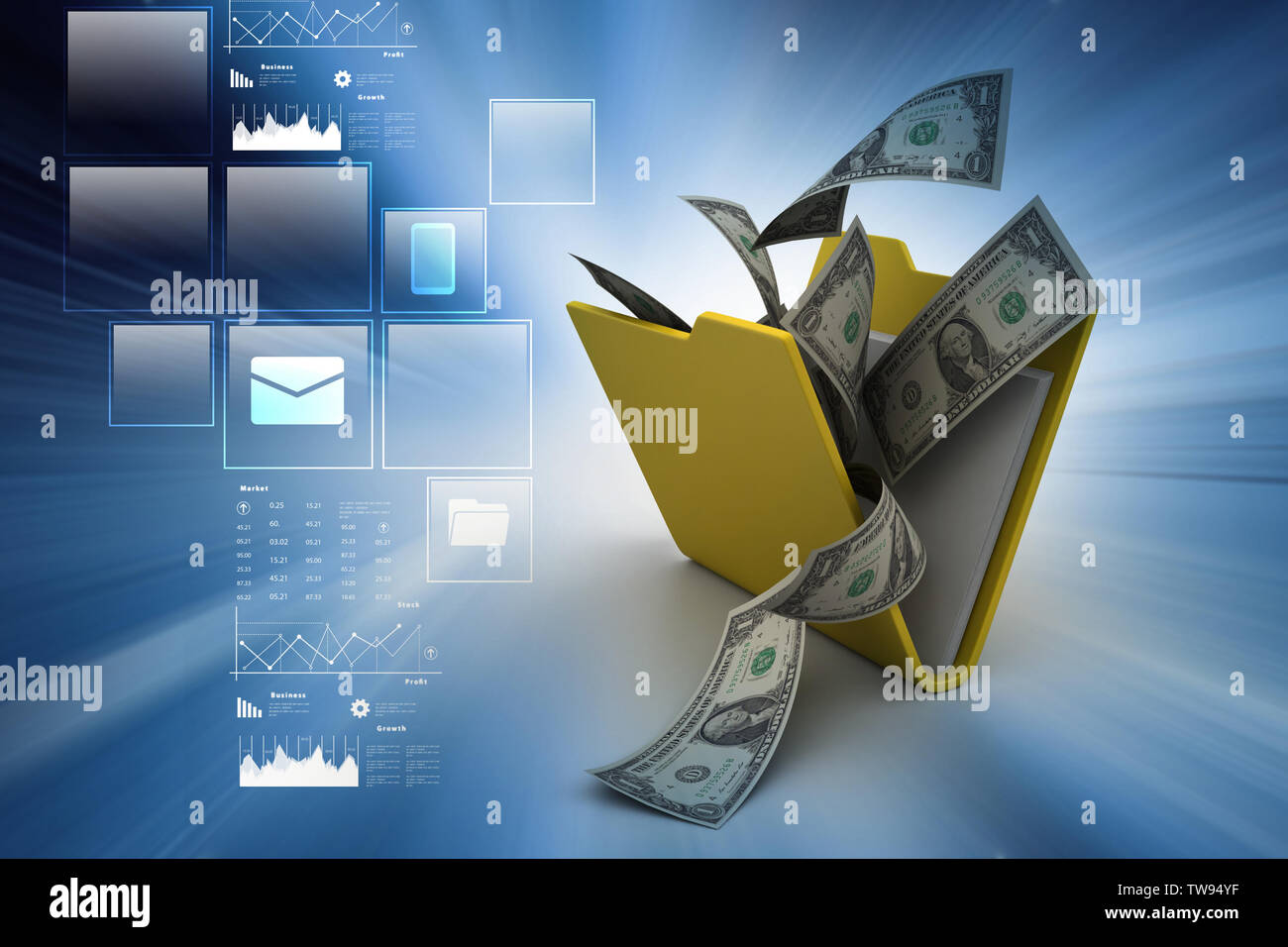 File folder with currency Stock Photo - Alamy