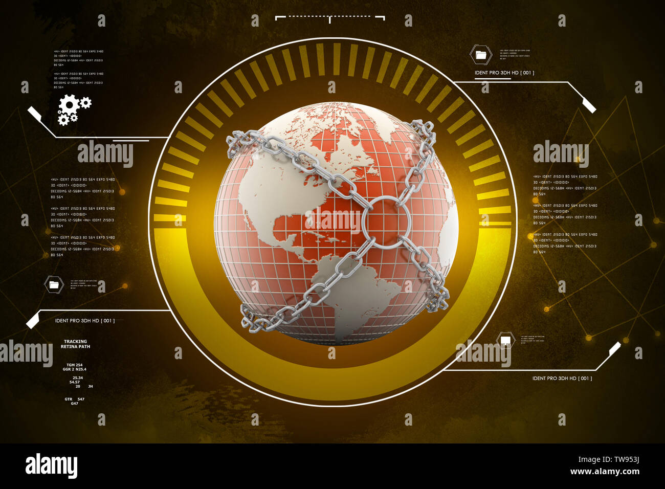 Earth globe close in chain Stock Photo - Alamy