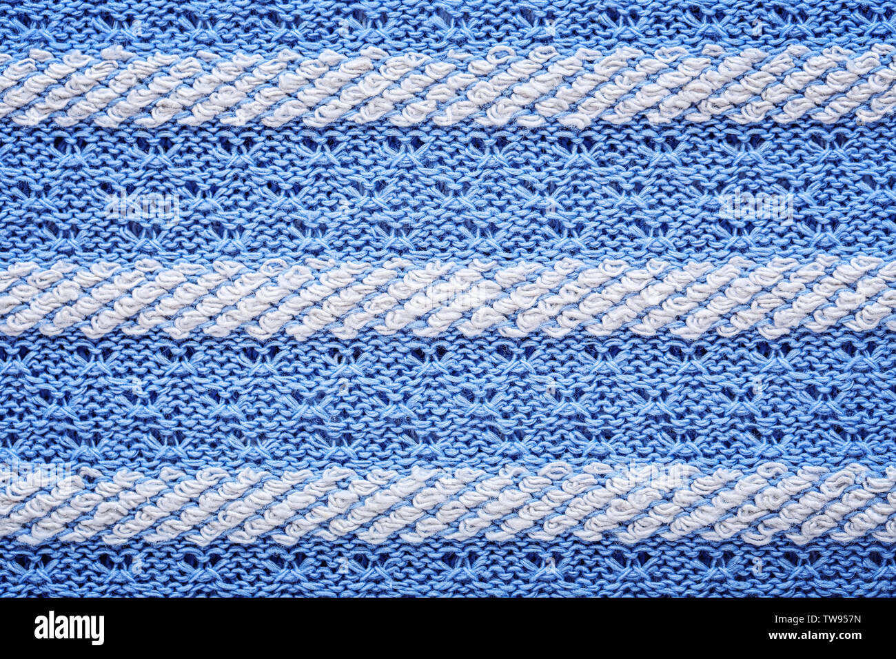Blue knitted fabric texture as background, closeup Stock Photo - Alamy