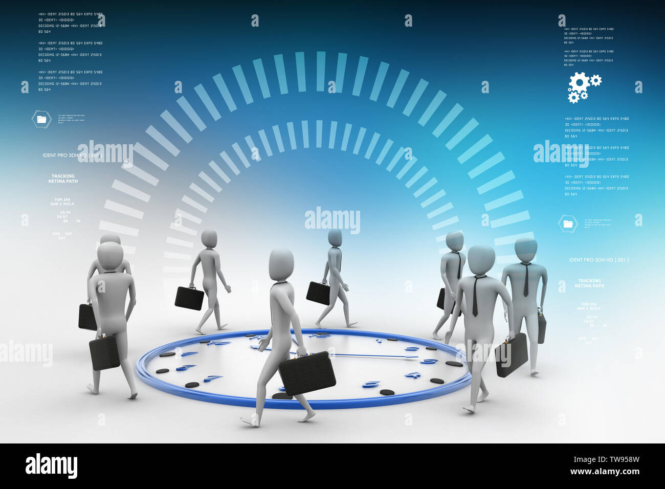 Business man walk around the clock Stock Photo - Alamy