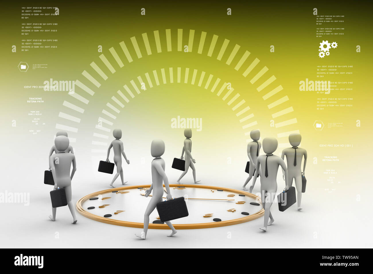 Business man walk around the clock Stock Photo - Alamy