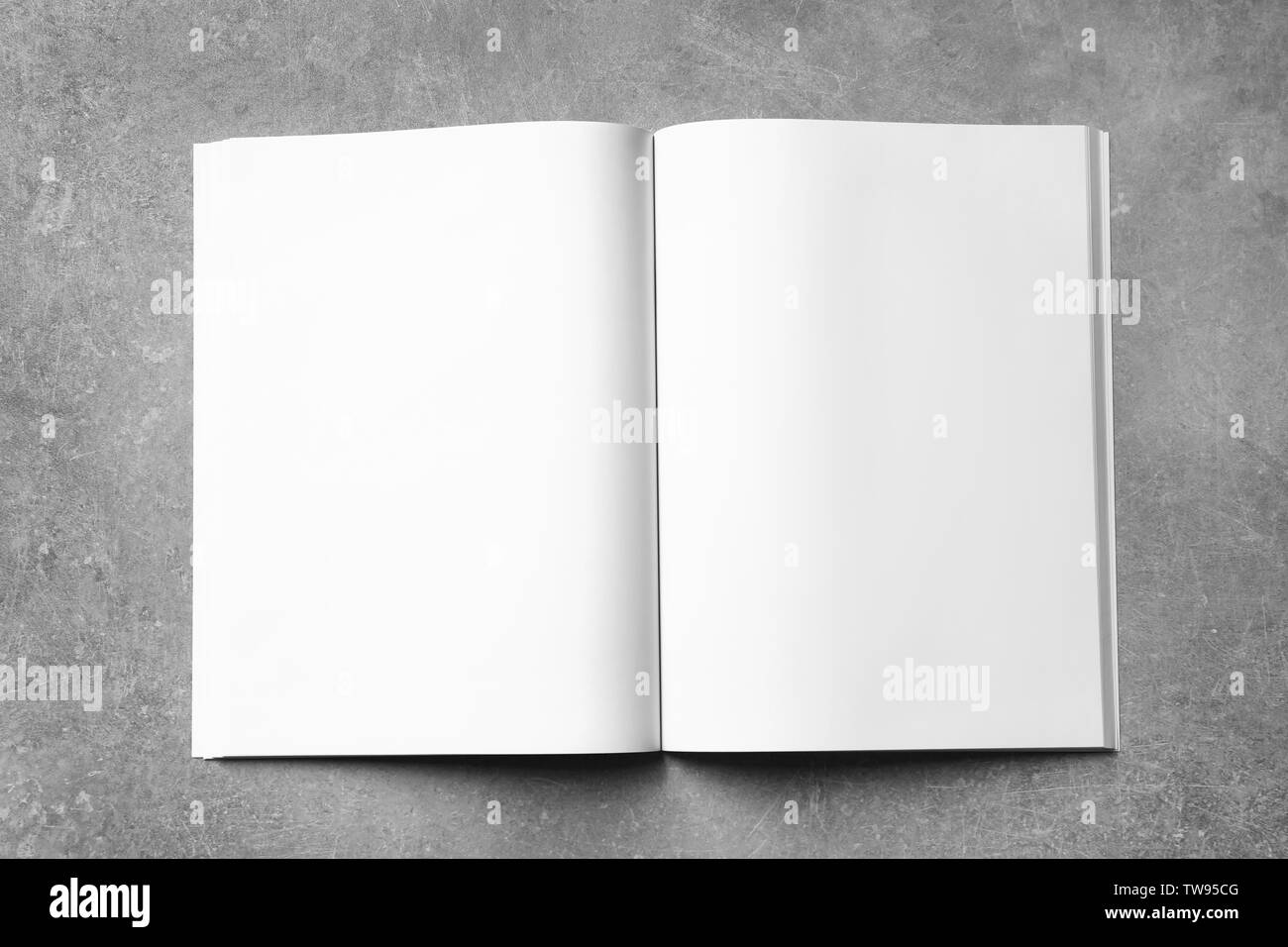 Mock up of booklet on grey background Stock Photo - Alamy