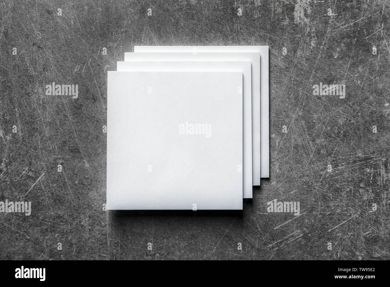 Blank sheets of paper on grey background. Mock up for design Stock ...