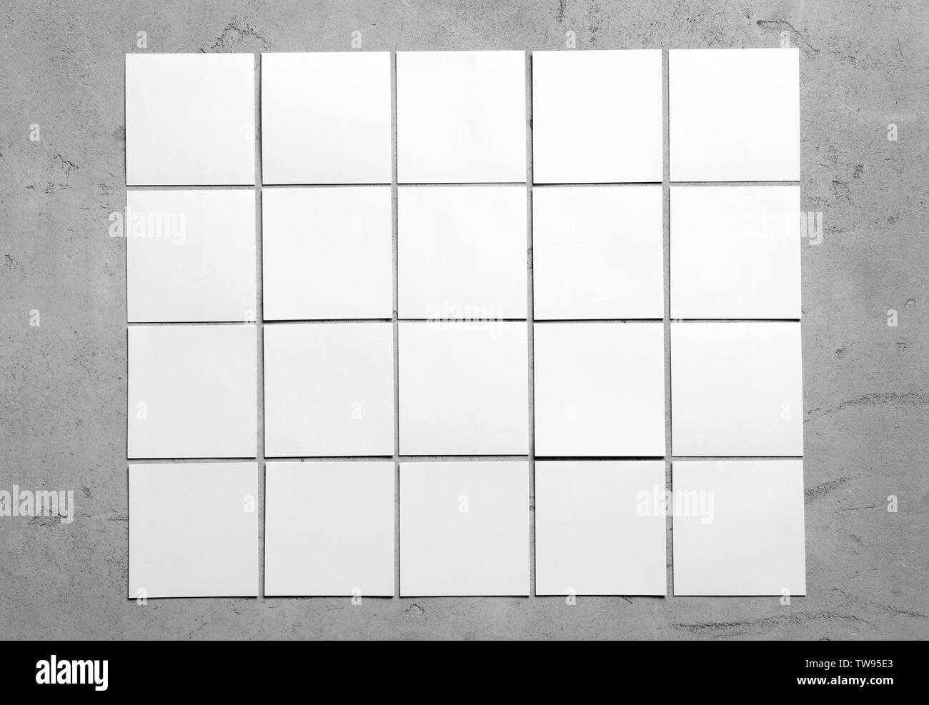 Blank cards on grey background. Mock up for design Stock Photo - Alamy