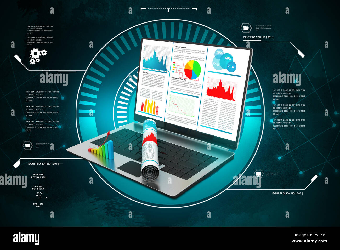 Laptop showing a financial report Stock Photo - Alamy