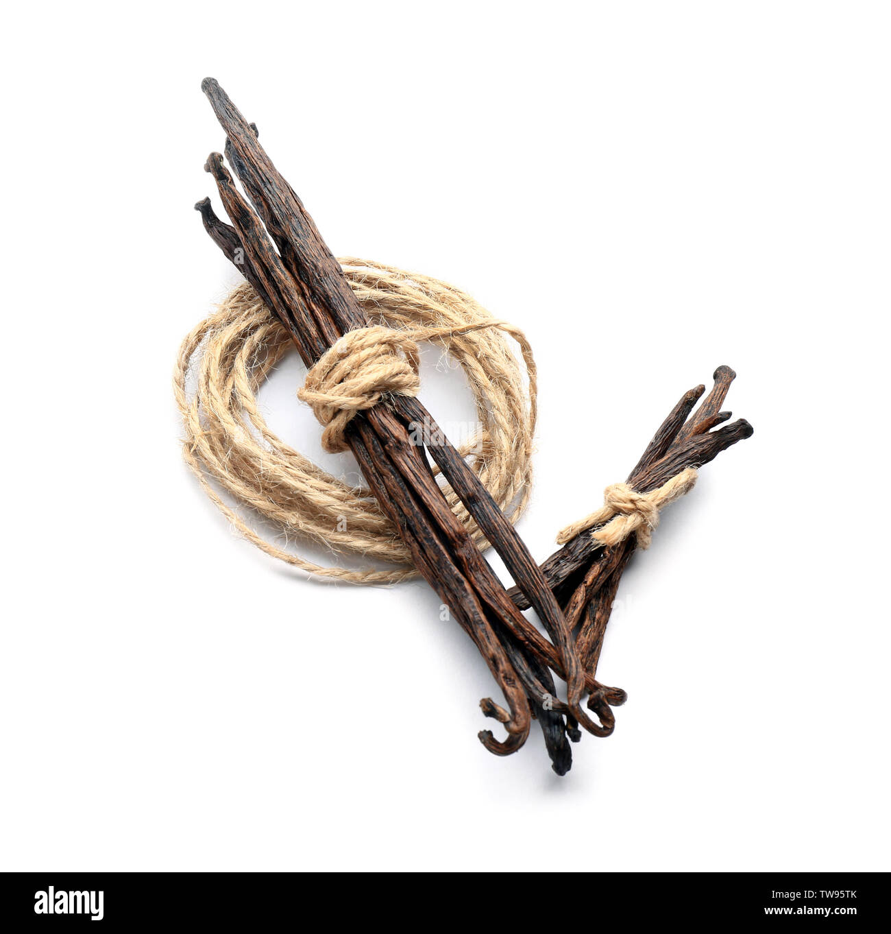 Vanilla sticks on white background Stock Photo - Alamy