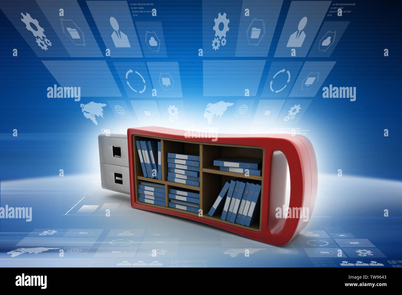 Usb drive with file folder Stock Photo - Alamy