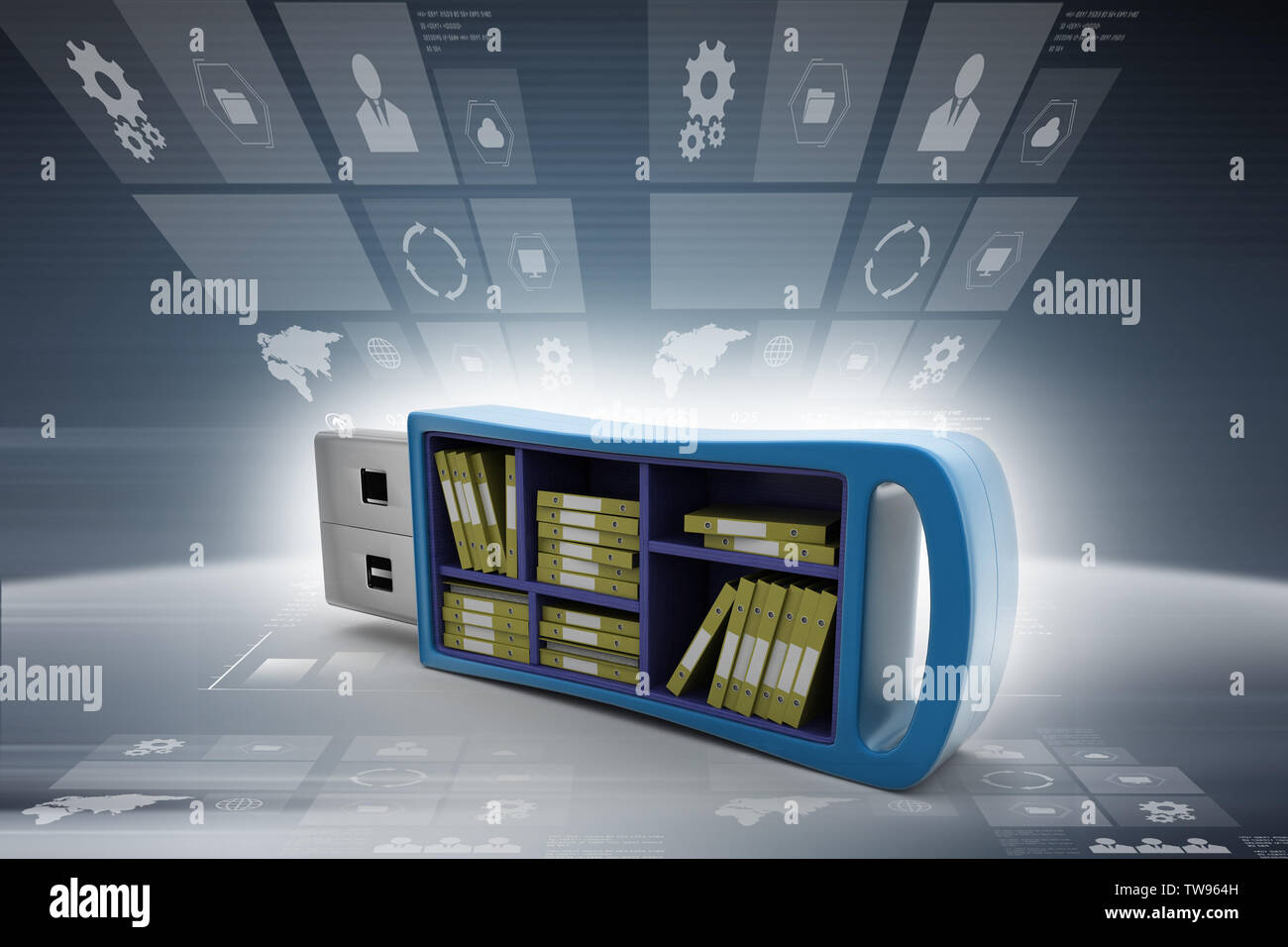 Usb drive with file folder Stock Photo - Alamy