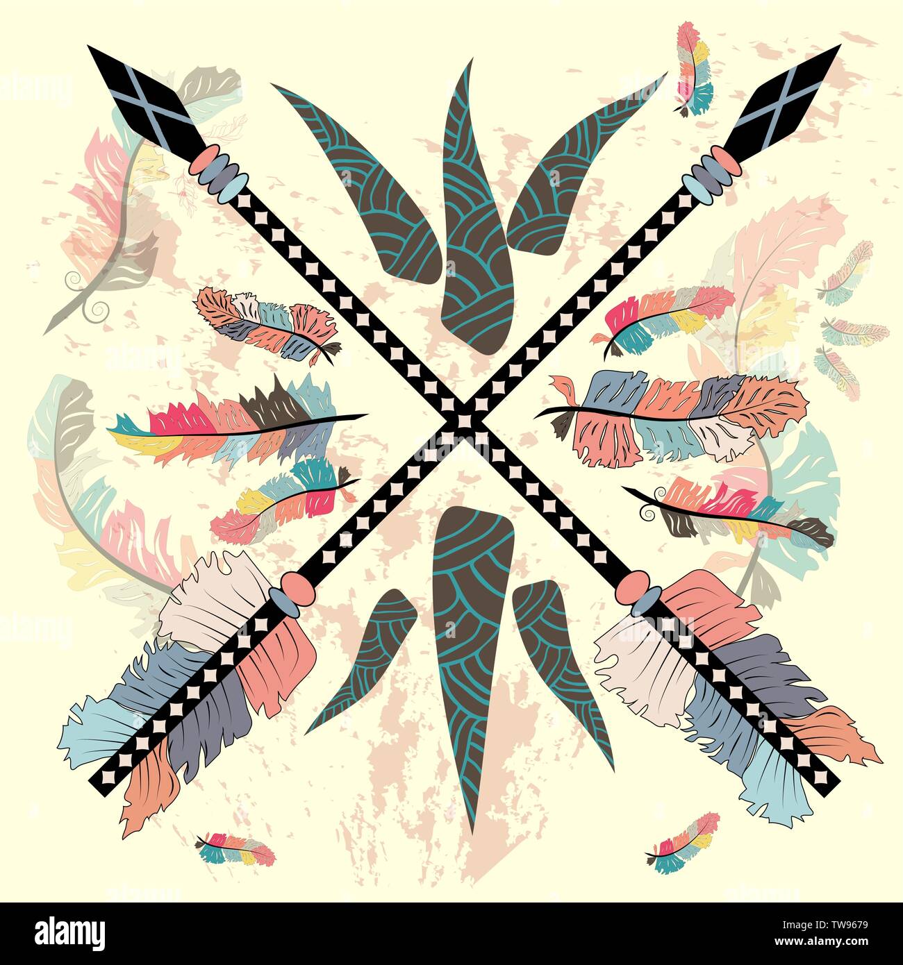 Wild and Free print with ethnic arrows. Boho style, home decor, poster ...