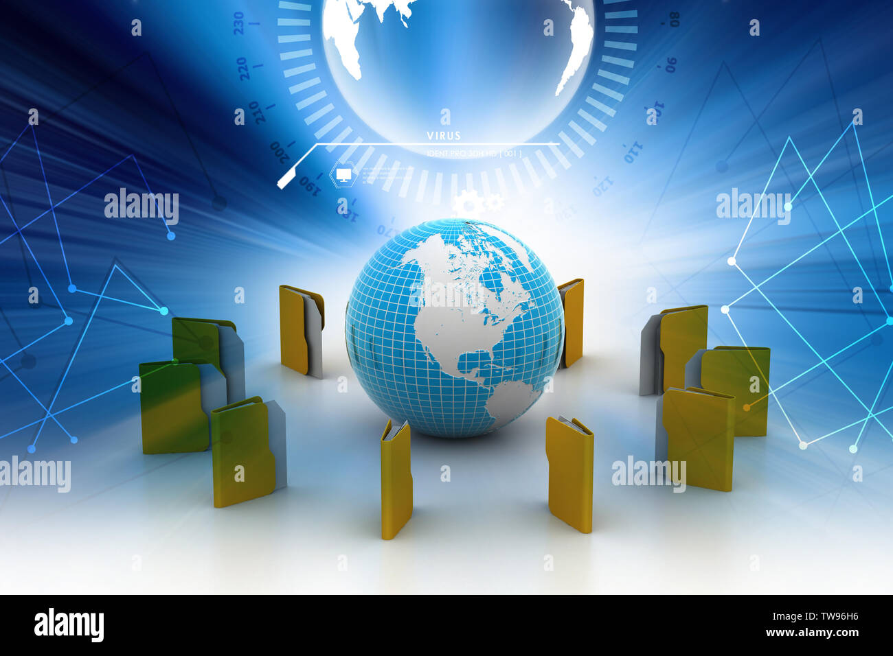File folders around Earth Stock Photo - Alamy