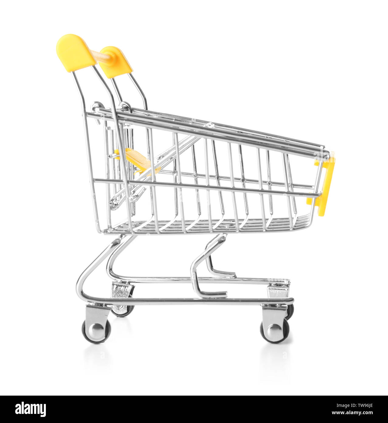 Empty shopping cart on white background Stock Photo - Alamy