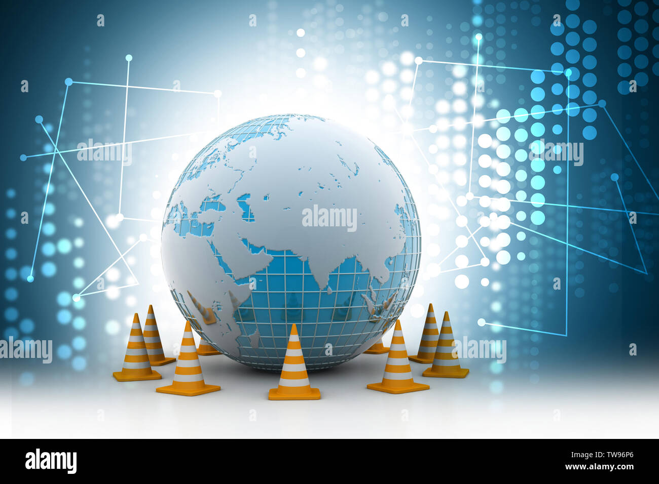 Globe and traffic cone Stock Photo - Alamy