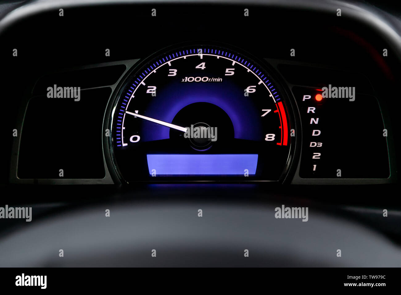 Interior view of car with black salon. Modern luxury prestige car ...