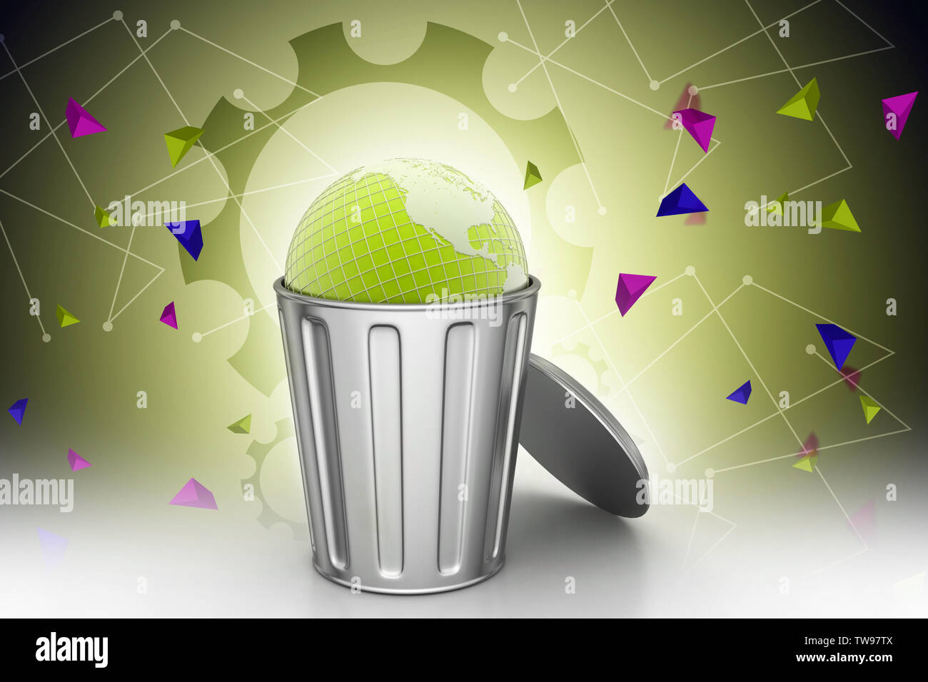 Globe in trash bin Stock Photo - Alamy