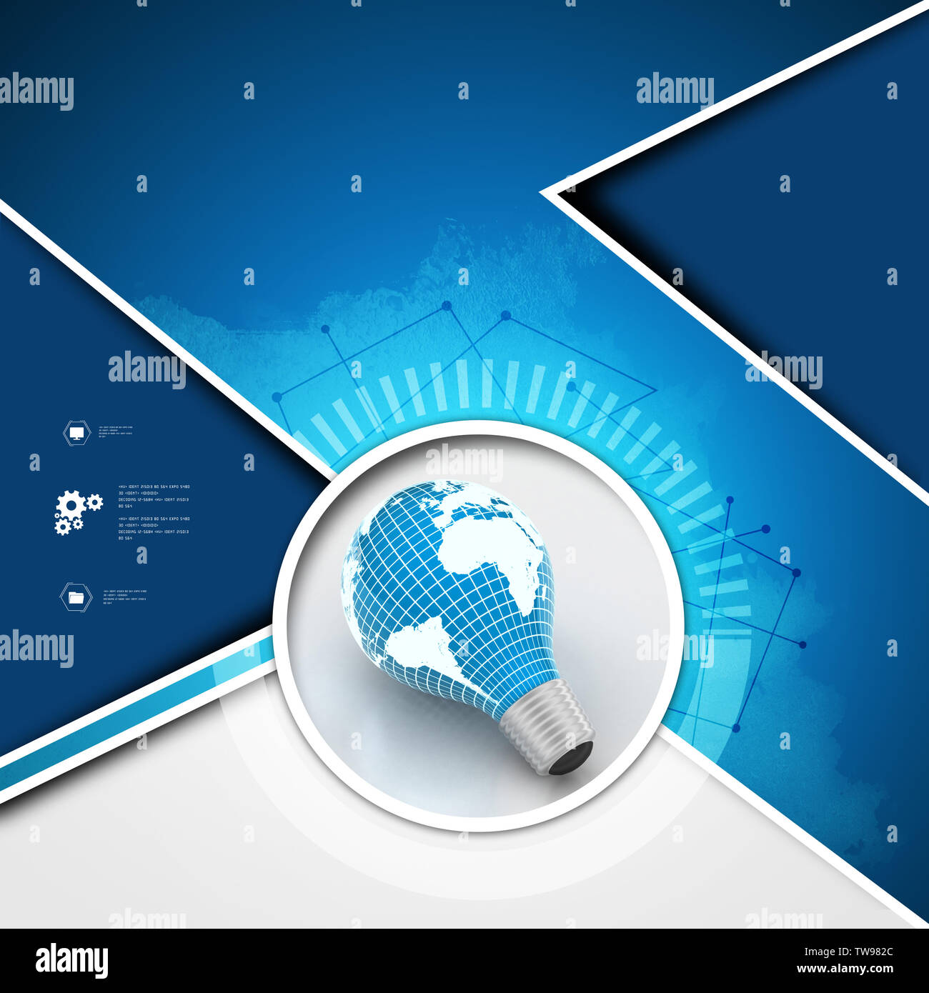 an electric light bulb with a world map Stock Photo - Alamy