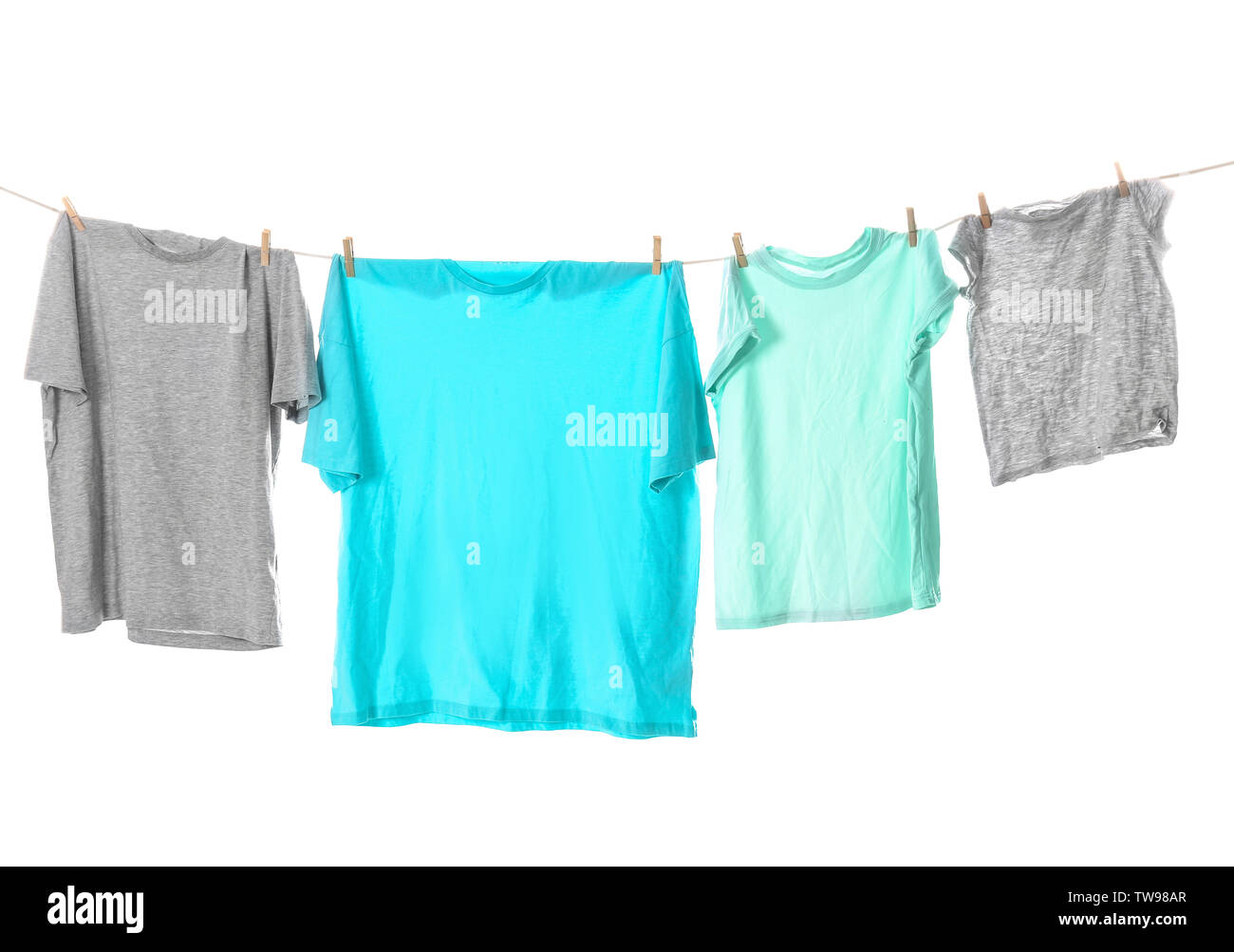 Shirt drying on clothesline Cut Out Stock Images & Pictures - Alamy