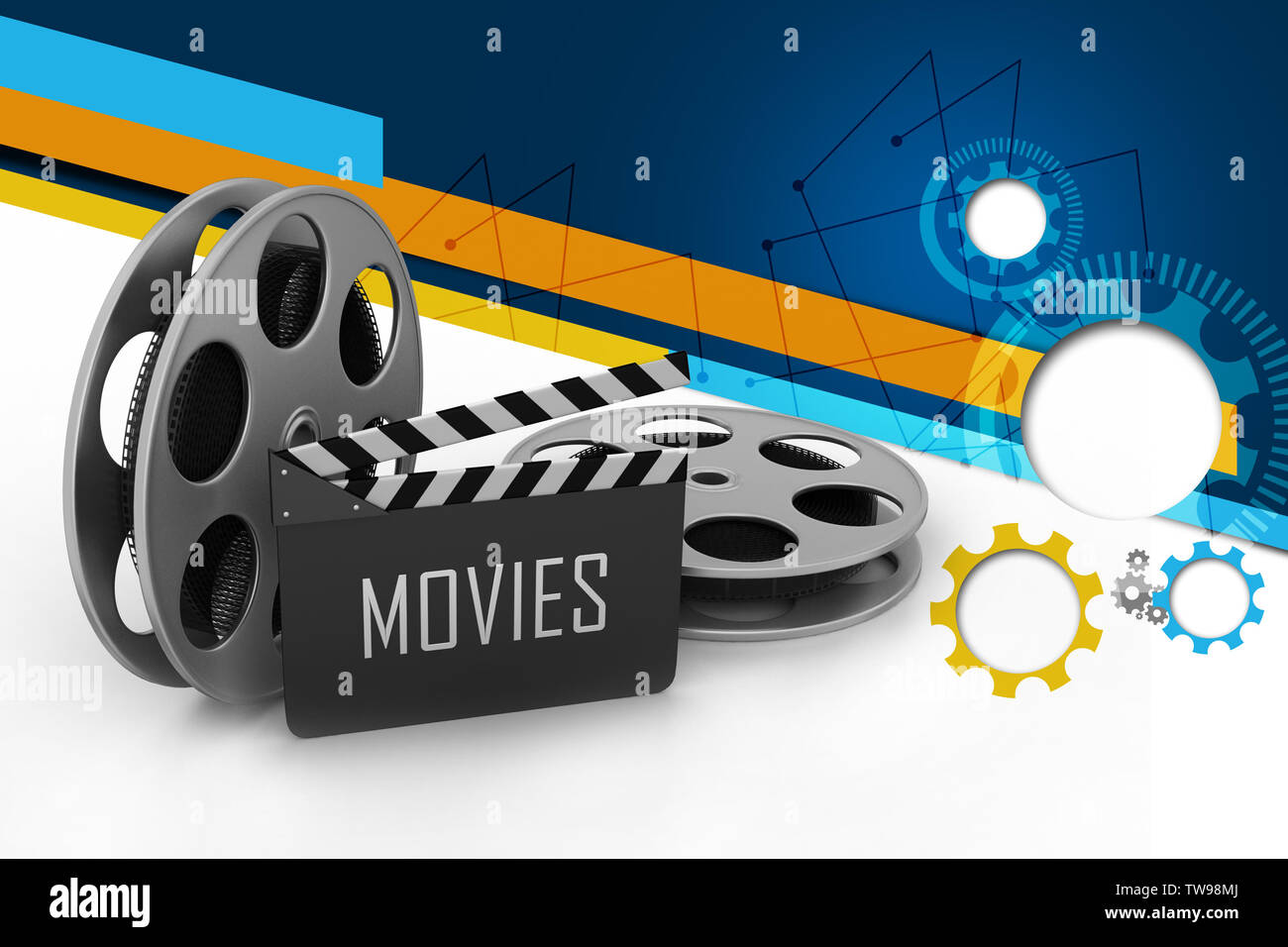 Film Reels and Clapper board Stock Photo - Alamy