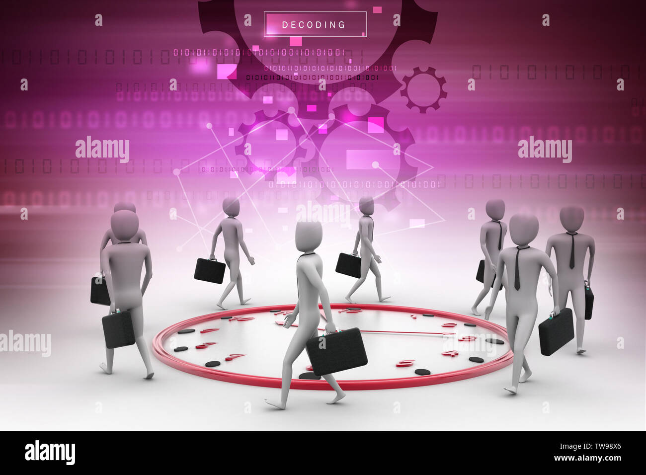 Business man walk around the clock Stock Photo - Alamy