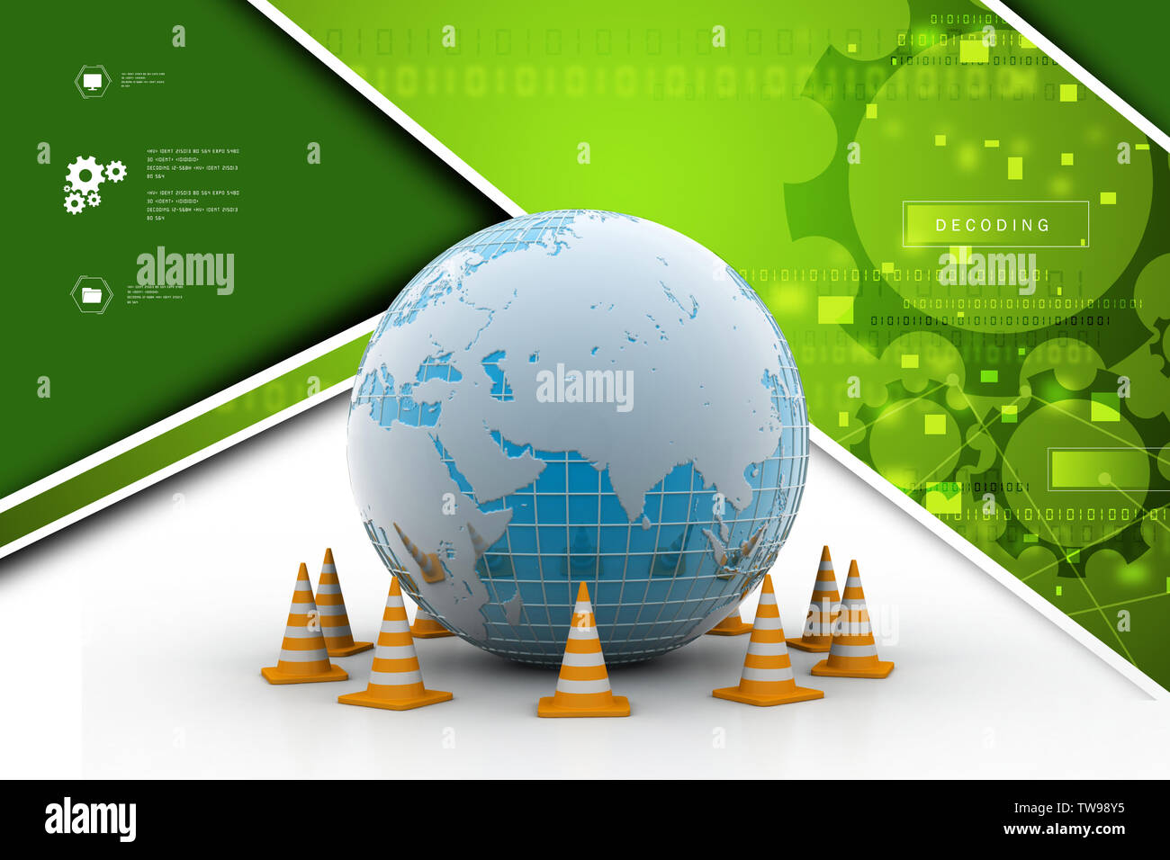 Globe and traffic cone Stock Photo - Alamy