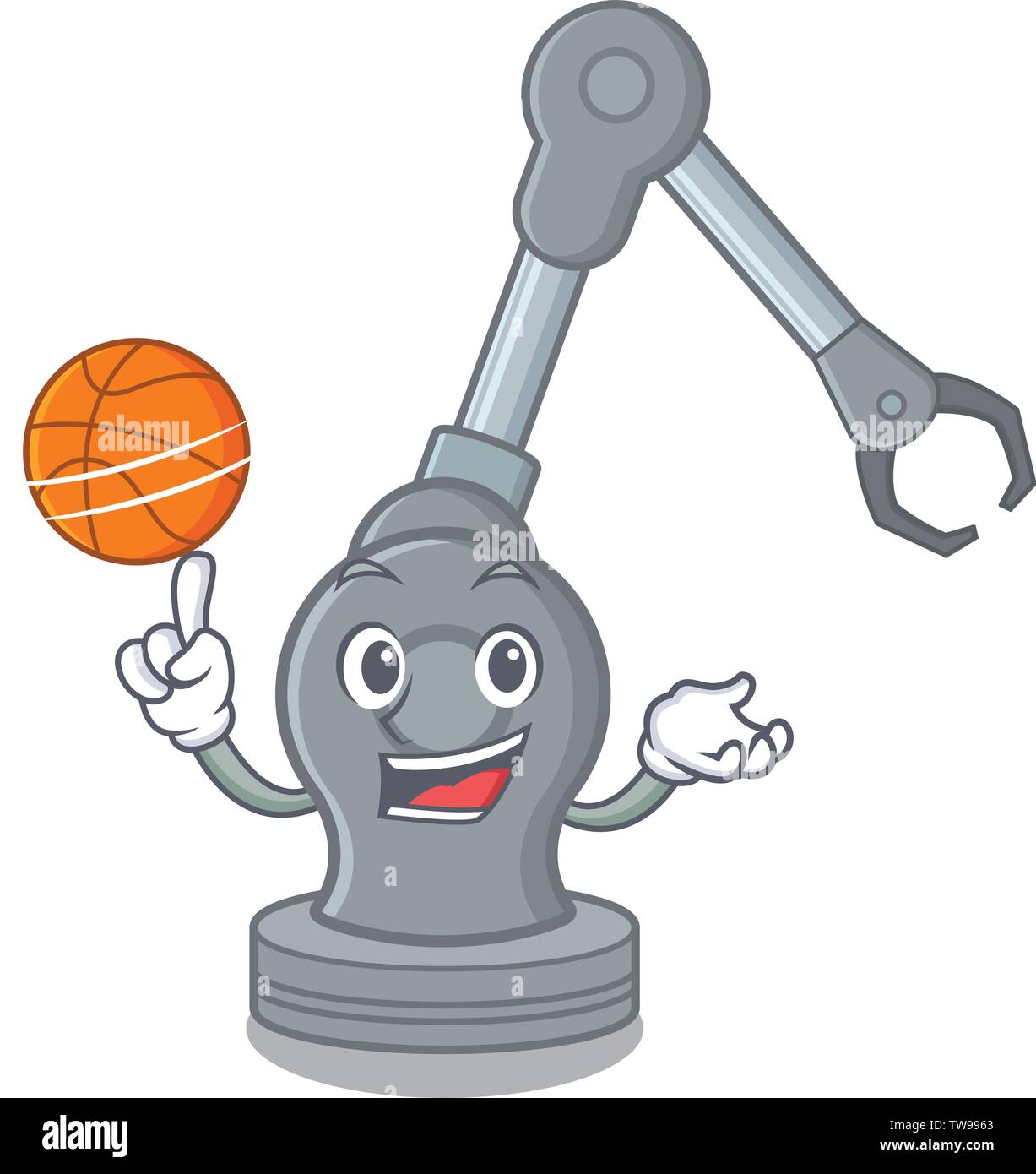 With basketball robotic arm machine isolated on character Stock Vector ...