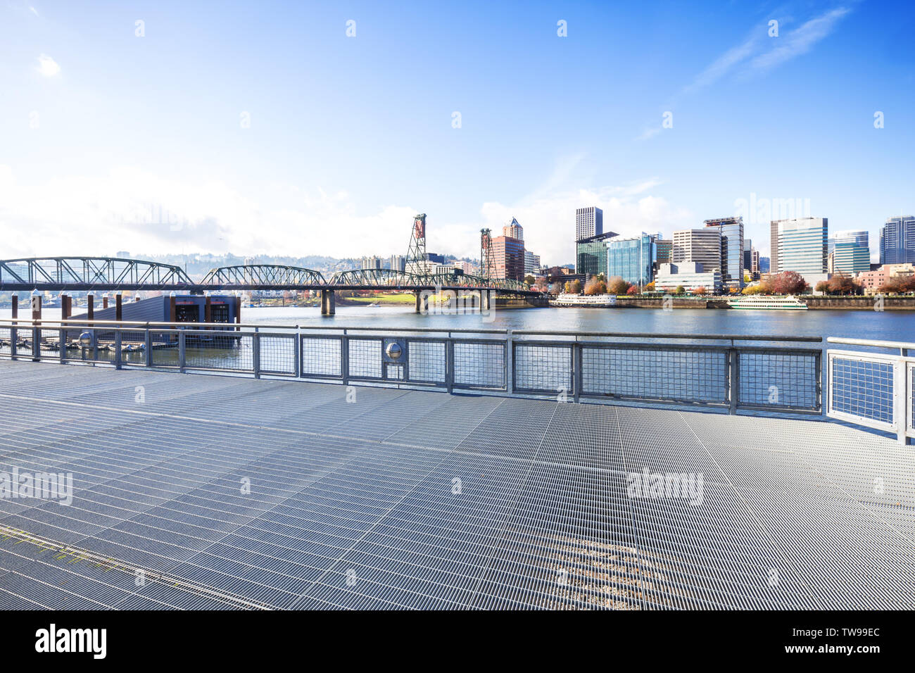 empty floor with cityscape and skyline in portland Stock Photo - Alamy