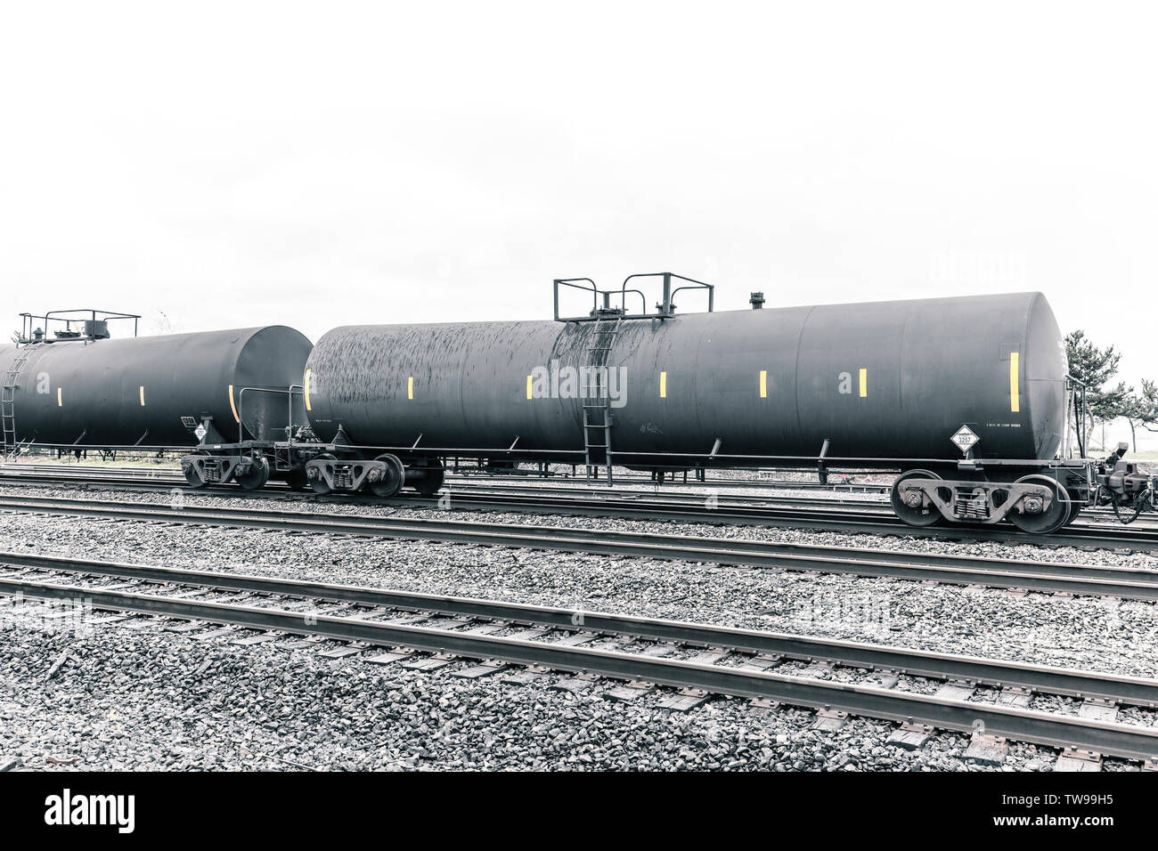 oil tank train and railways in portland in cloudy sky Stock Photo - Alamy