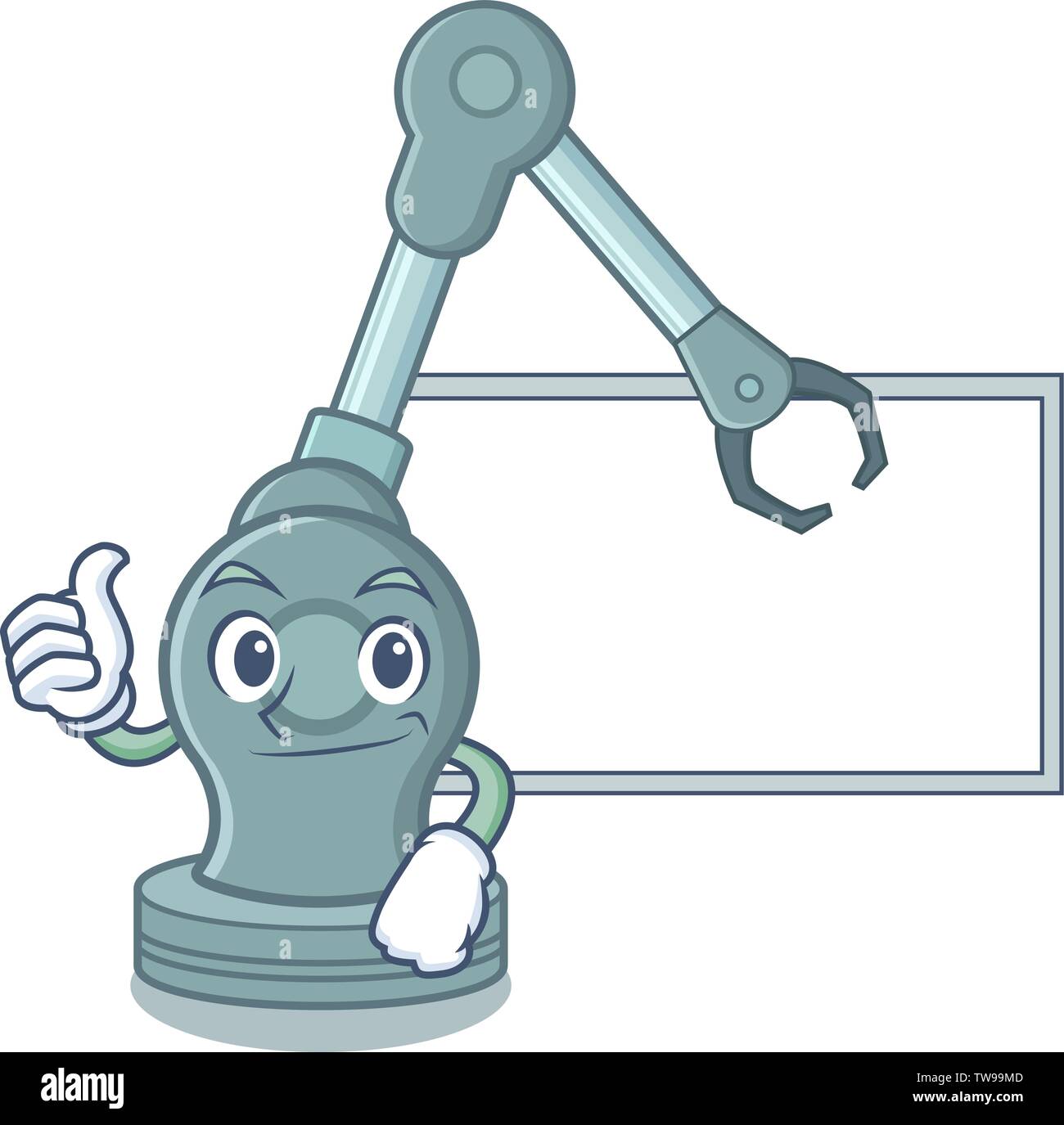 Thumbs up with board robotic arm machine isolated on character Stock ...