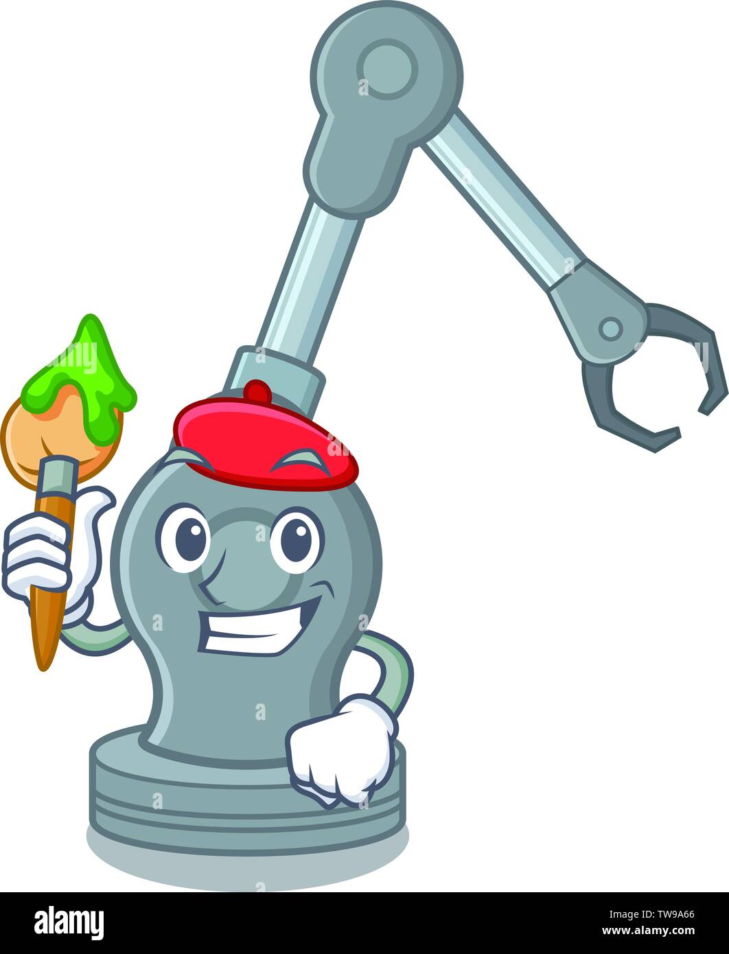Artist robotic arm machine isolated on character Stock Vector Image ...