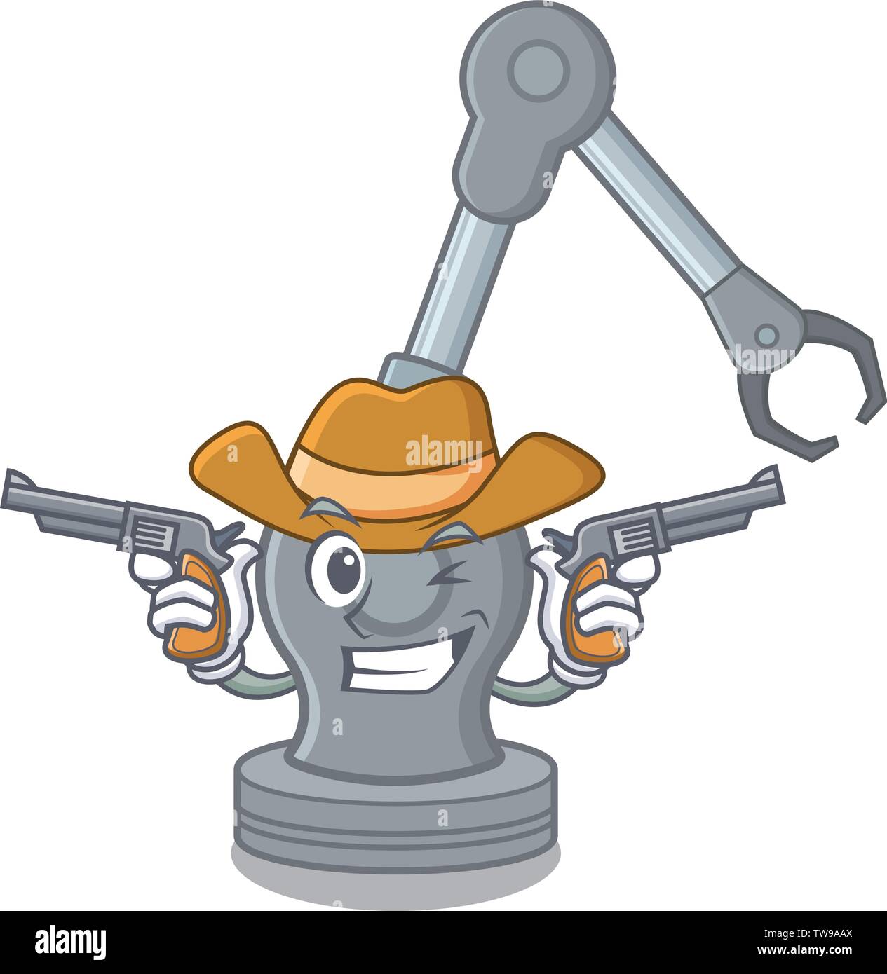 Cowboy robotic arm machine isolated on character Stock Vector Image ...