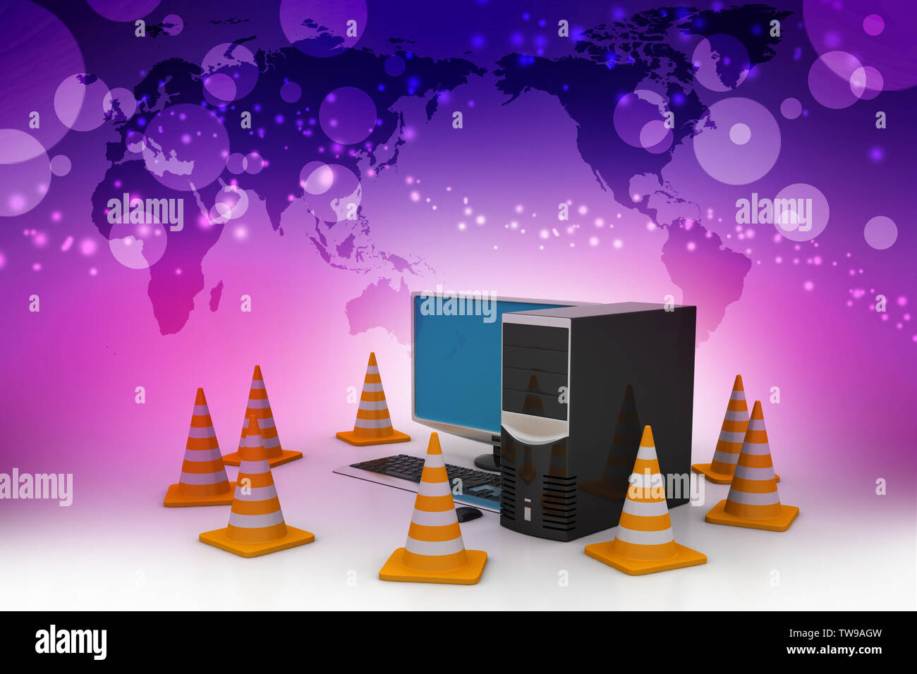 Computer with traffic sign Stock Photo - Alamy