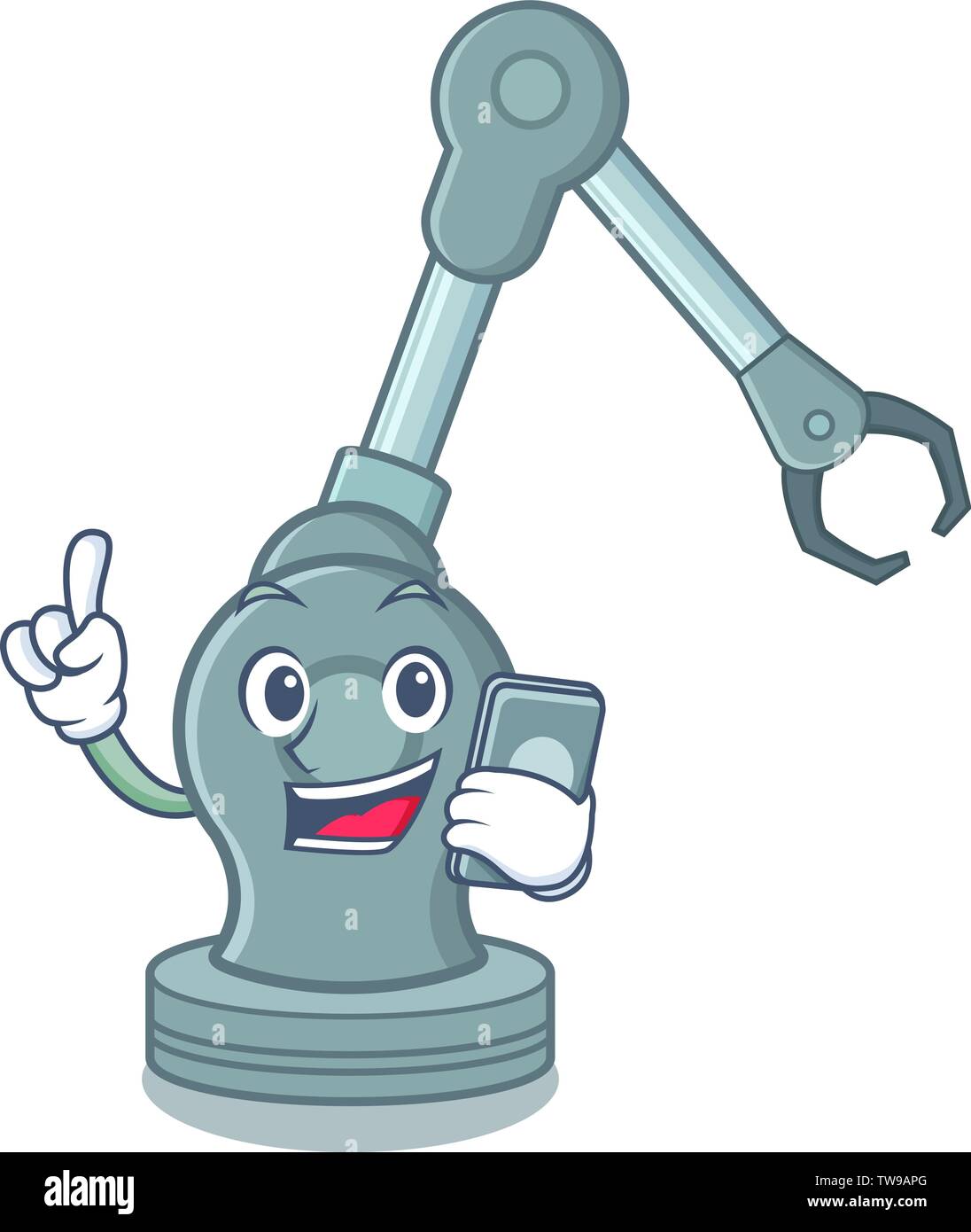 With phone robotic arm machine isolated on character Stock Vector Image ...