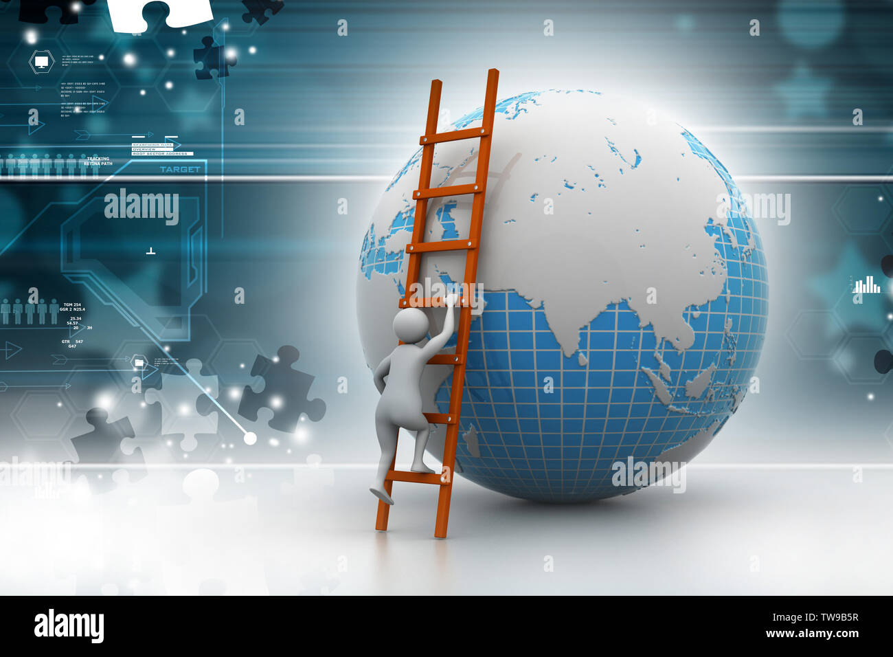 Earth globe ladder hi-res stock photography and images - Alamy