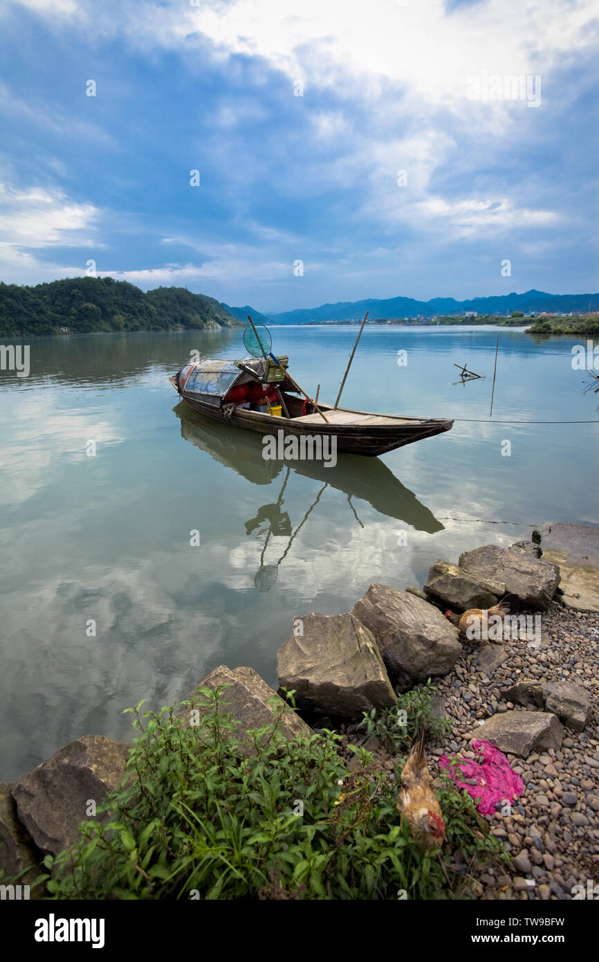 Boat on river Stock Photo - Alamy