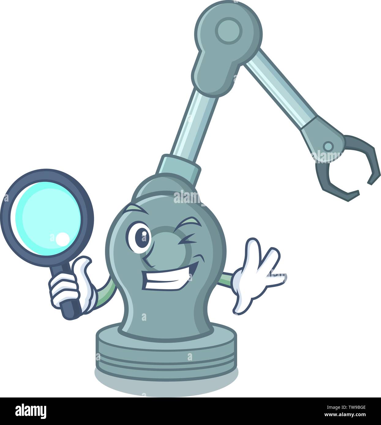 Detective toy robotic arm machine on cartoon shape Stock Vector Image ...