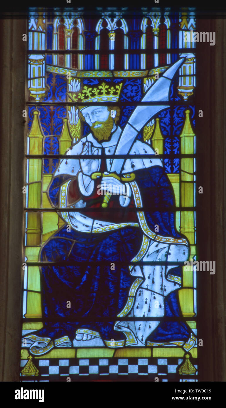 Stained glass window, King Offa, St Edmund's, Southwold, Suffolk, UK ...