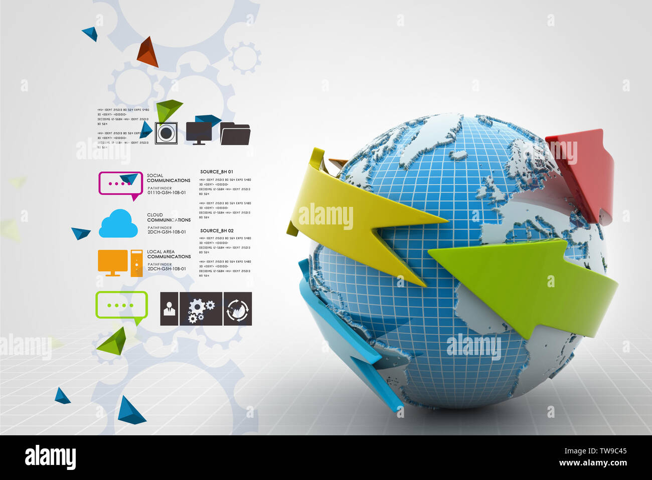 Globe around with arrow Stock Photo - Alamy