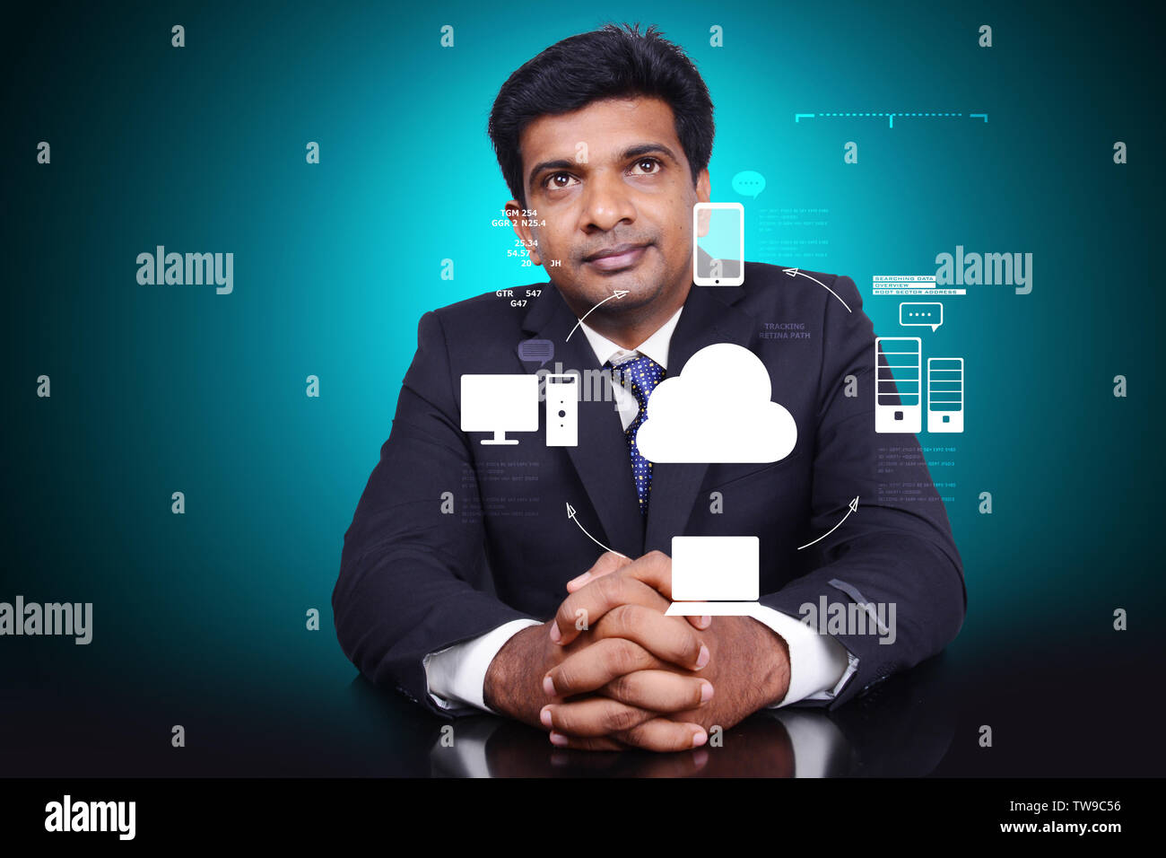 Business man thinking concept of cloud computing Stock Photo - Alamy