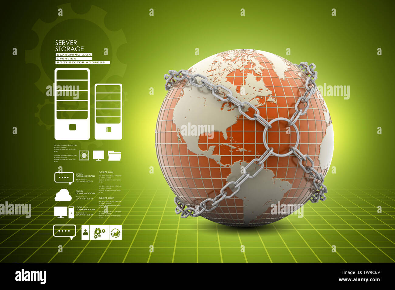 Earth globe close in chain Stock Photo - Alamy