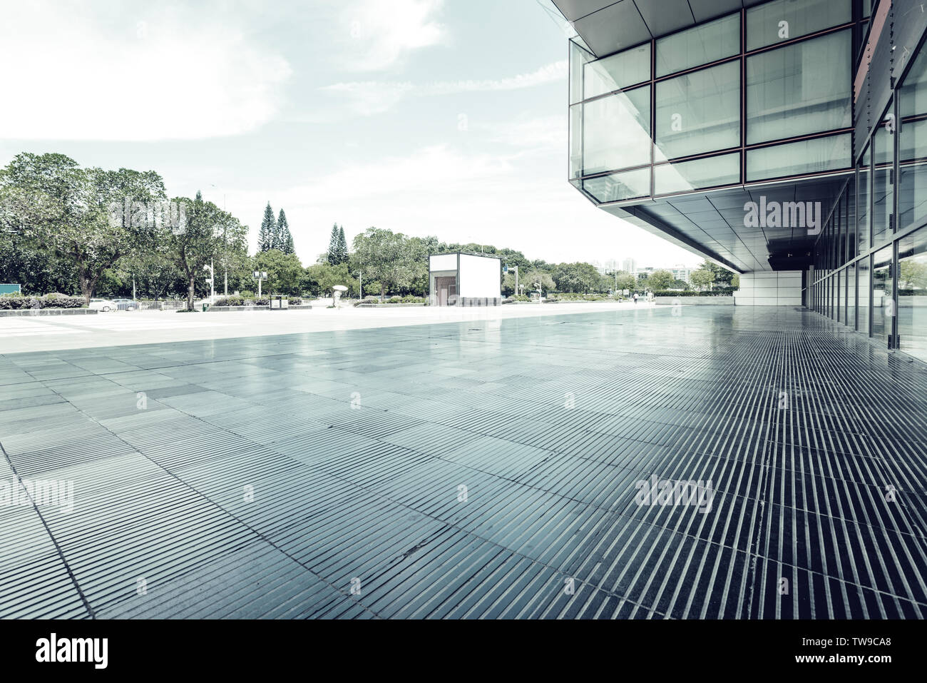 modern building glass wall and empty path Stock Photo - Alamy