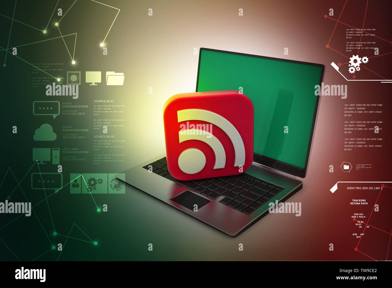 Laptop with rss sign Stock Photo - Alamy