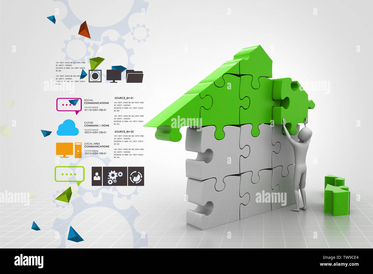 3d man, building the house Stock Photo - Alamy