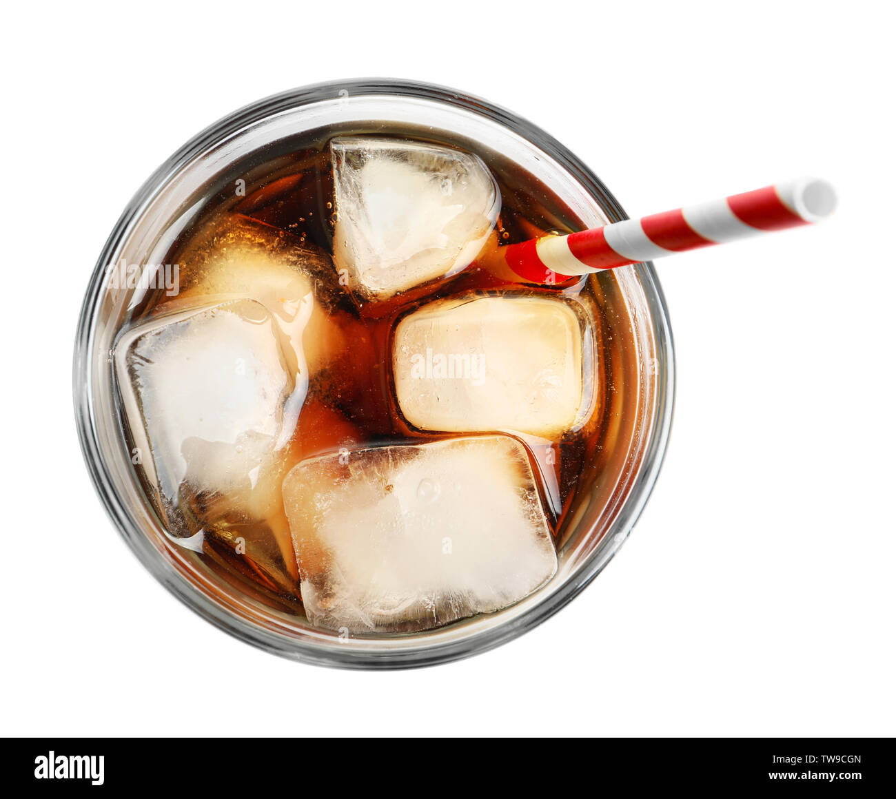 Cold cola in glass on white background Stock Photo - Alamy